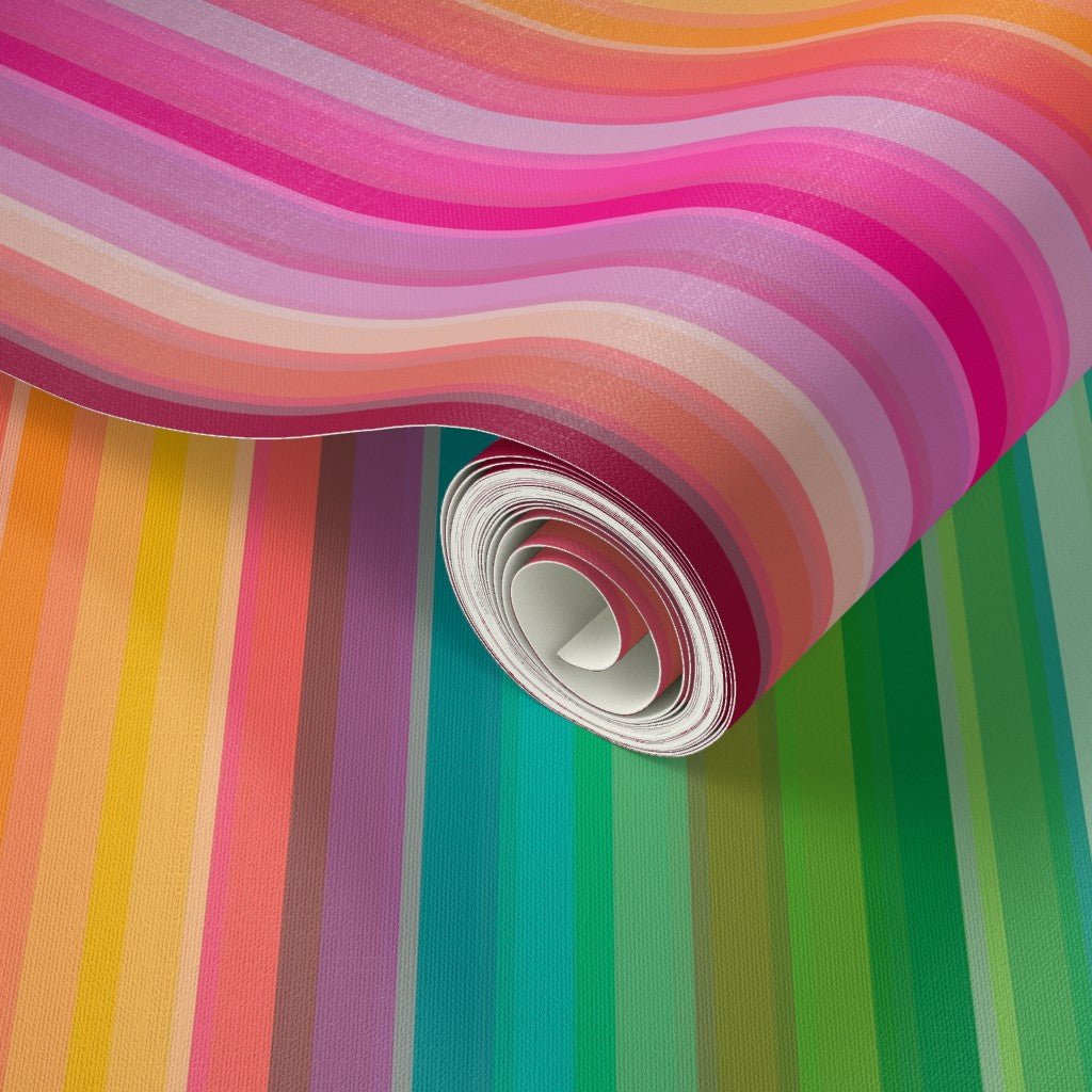Rainbow Sherbet Stripe Modern Wallpaper – Victoria Bright Home
